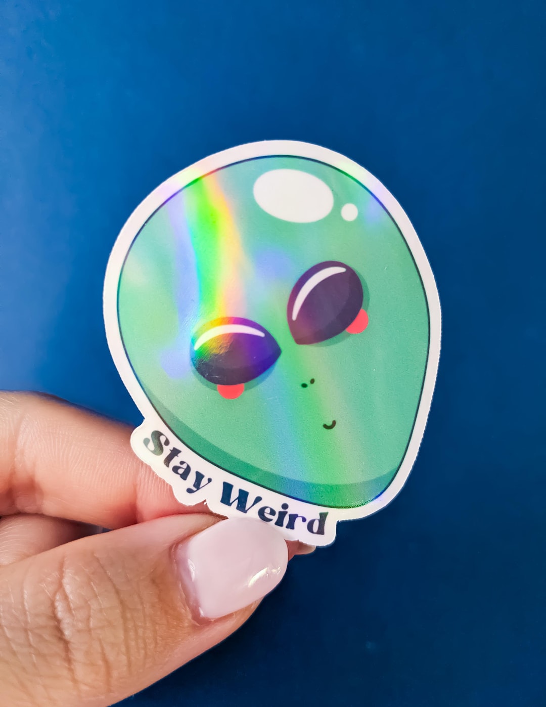 Stay Weird Vinyl Sticker // Funny Alien Head Diecut Sticker for Water ...
