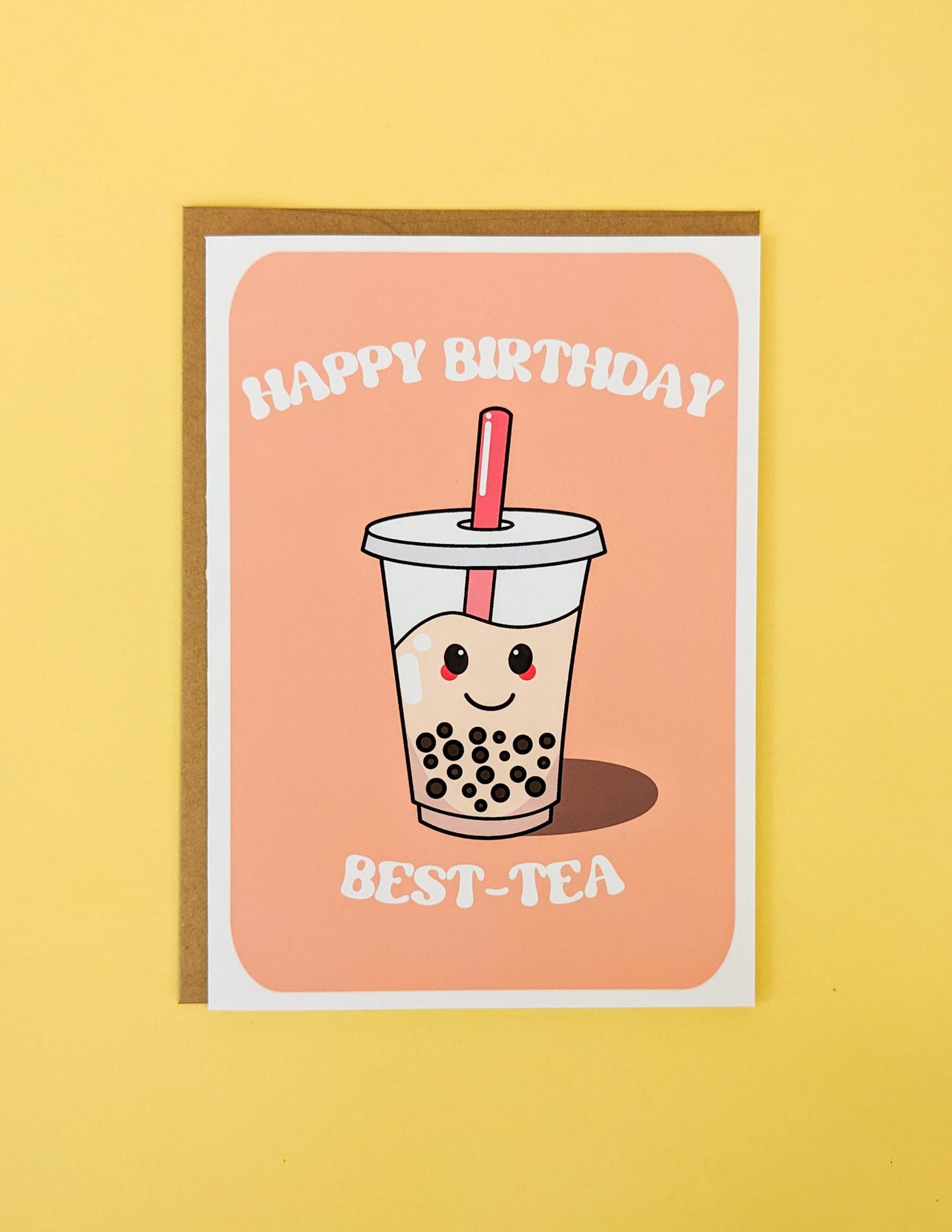 Happy Birthday Best-tea Card // Cute Boba Birthday Greeting Card for ...