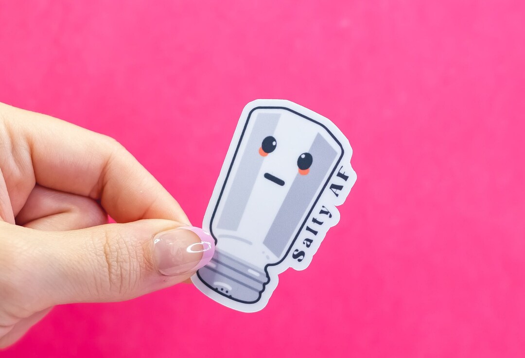 Salty AF Vinyl Sticker // Funny Moody Diecut Sticker for Water Bottle ...