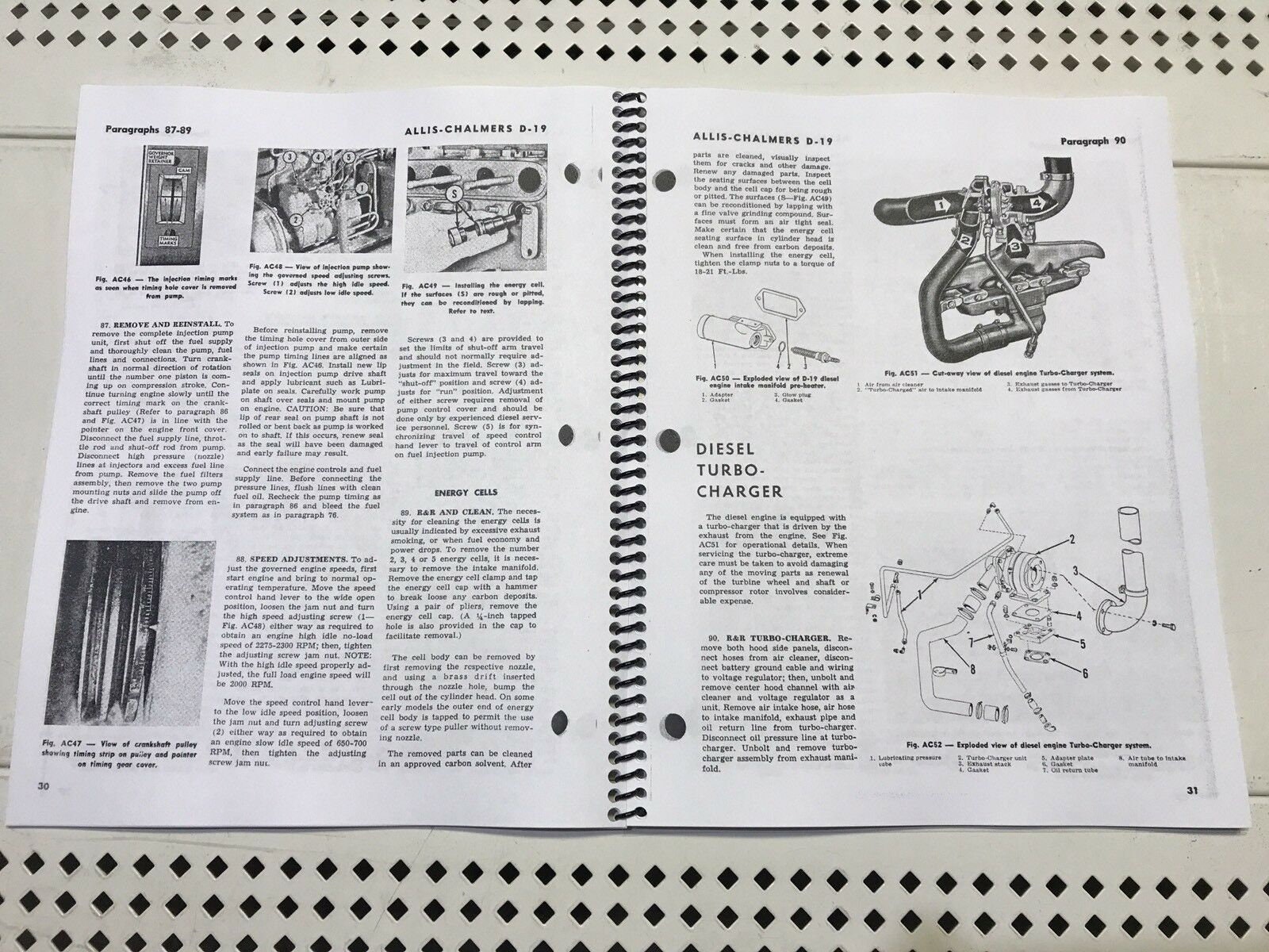 Allis Chalmers Model D19 & D-19 Diesel Tractor Technical Service Repair ...