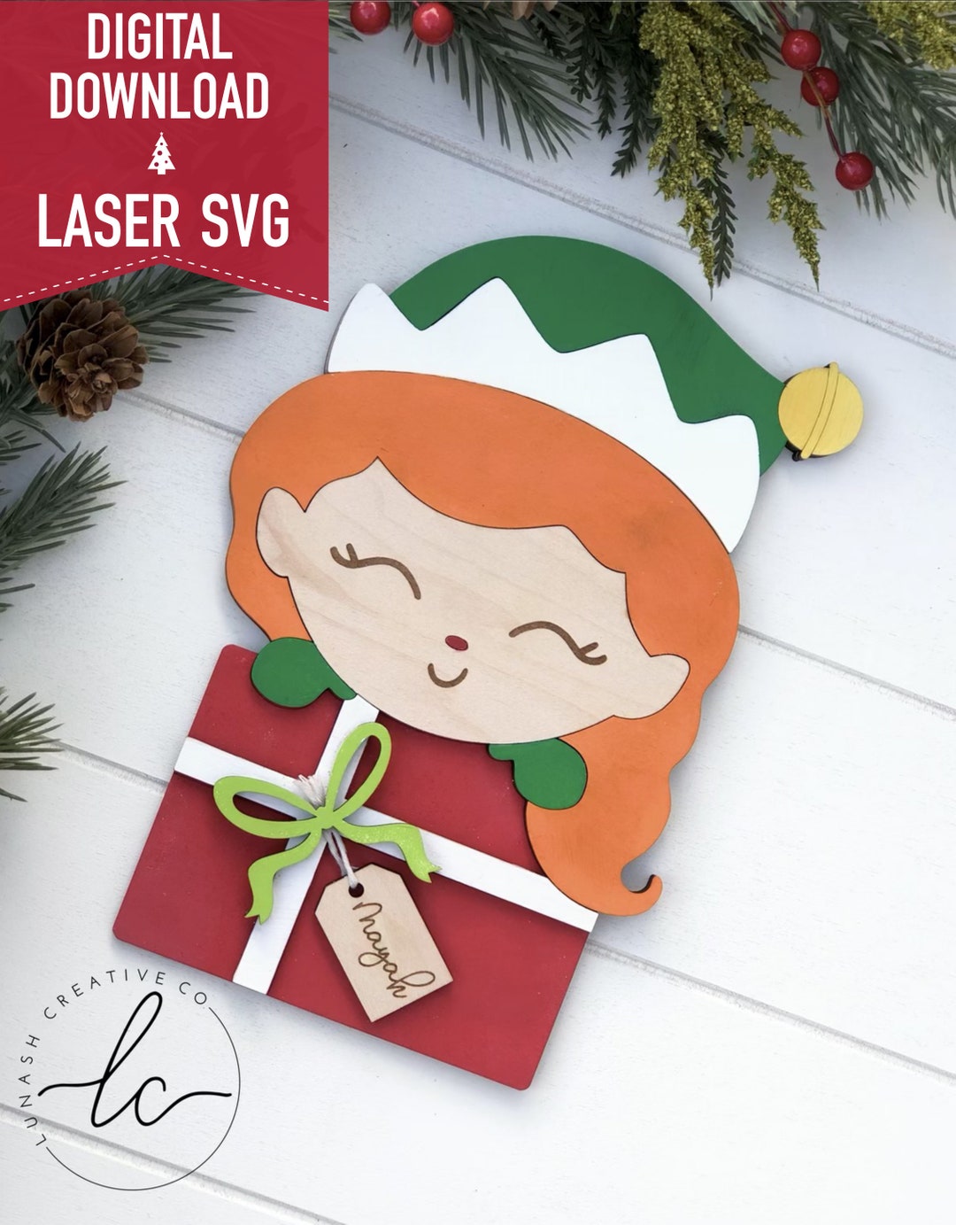 Girl Elf Laser Svg File- Digital Download, Glowforge - Etsy