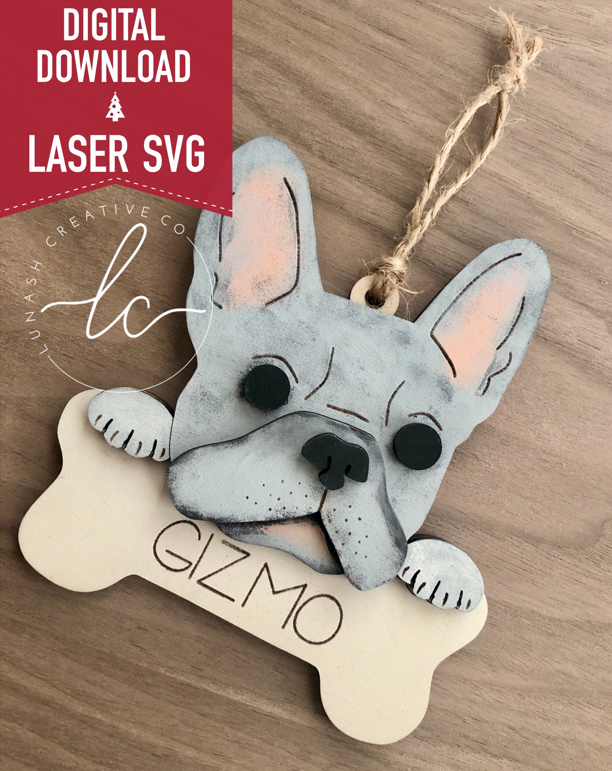 Frenchie Laser Svg File- Ornament Digital Download, Glowforge - Etsy