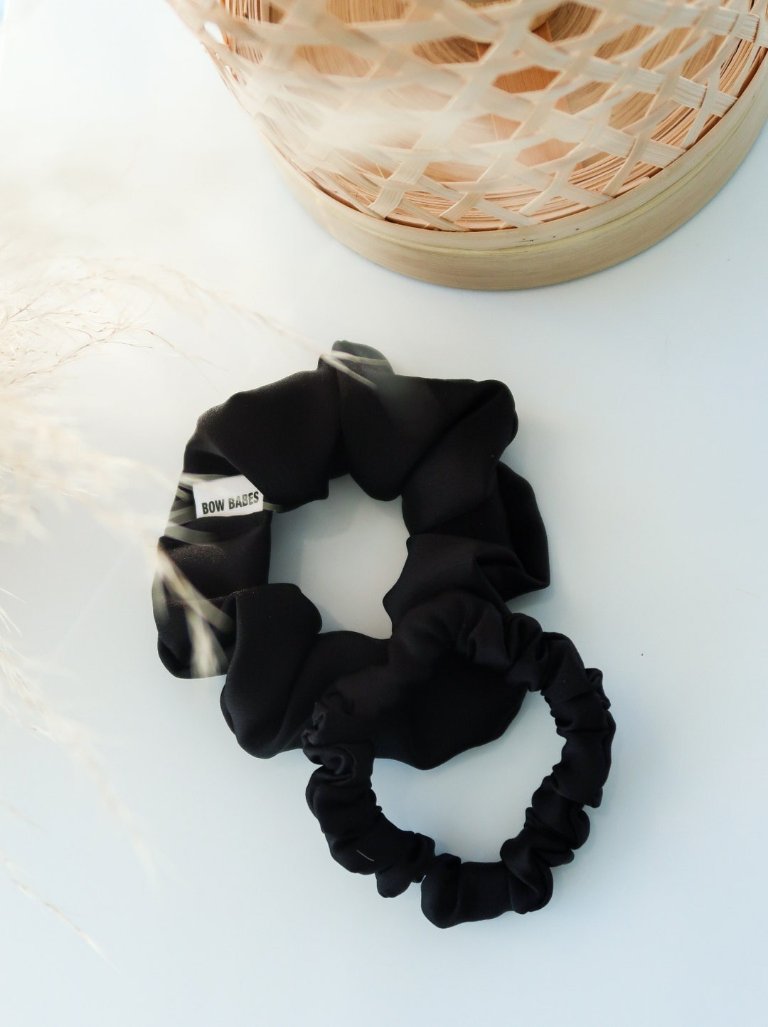 Black Scrunchie Set - Satin Material - Set of 2 - Etsy