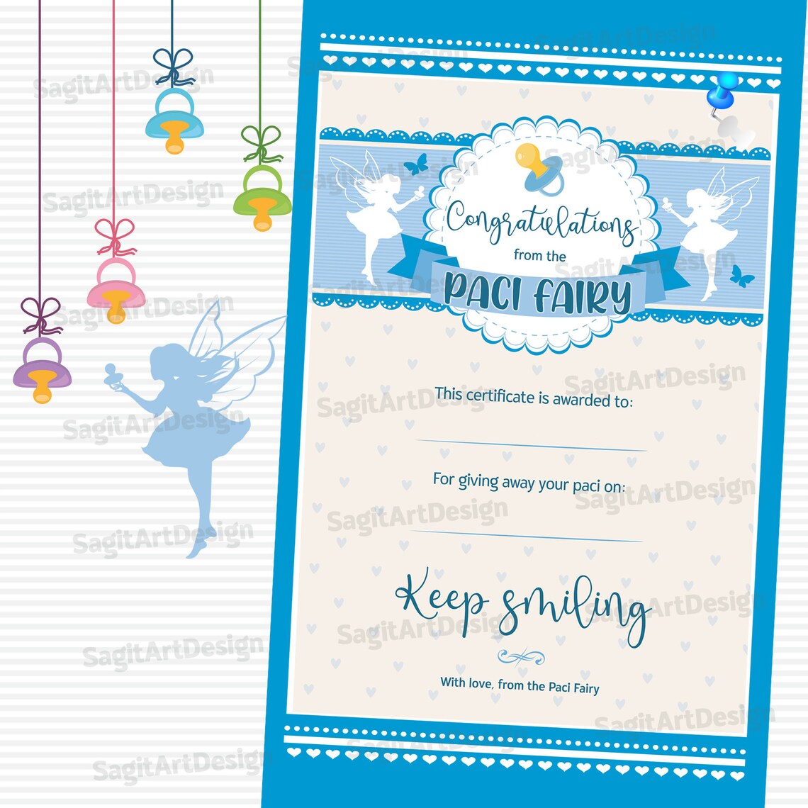 Paci fairy certificate for boy Weaning from a pacifier | Etsy