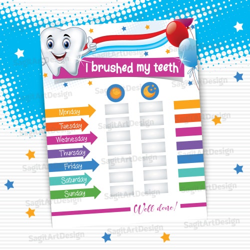 I Brushed My Teeth Chart Tooth Brushing Chart Toddler - Etsy