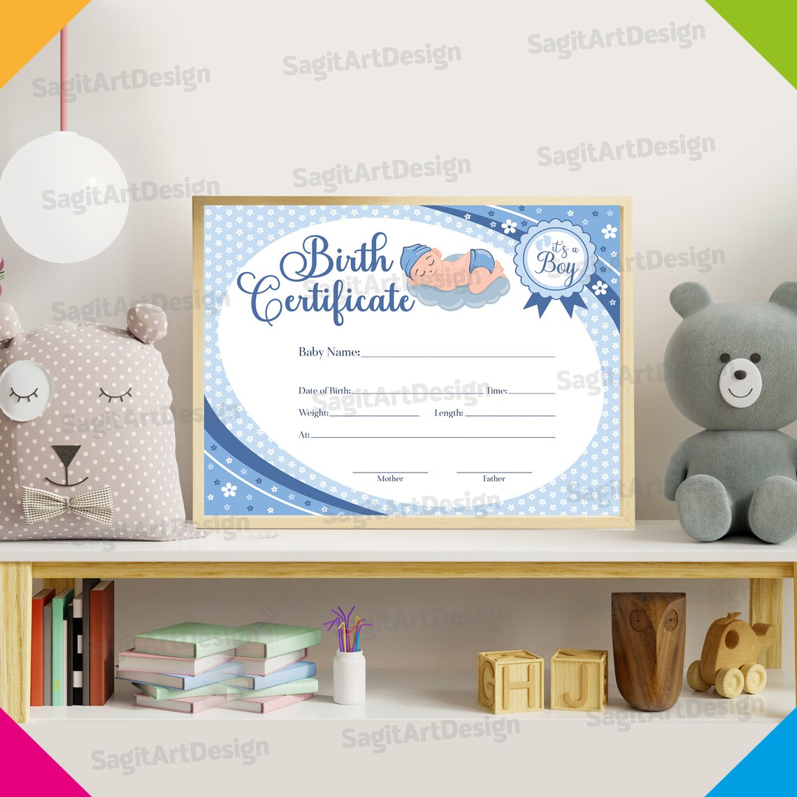 Baby Birth Template Baby Boy Birth Certificate INSTANT | Etsy