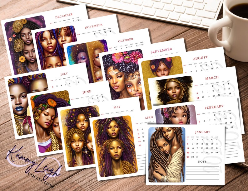 Digital Download 2023 Printable Calender African American Art Designs ...