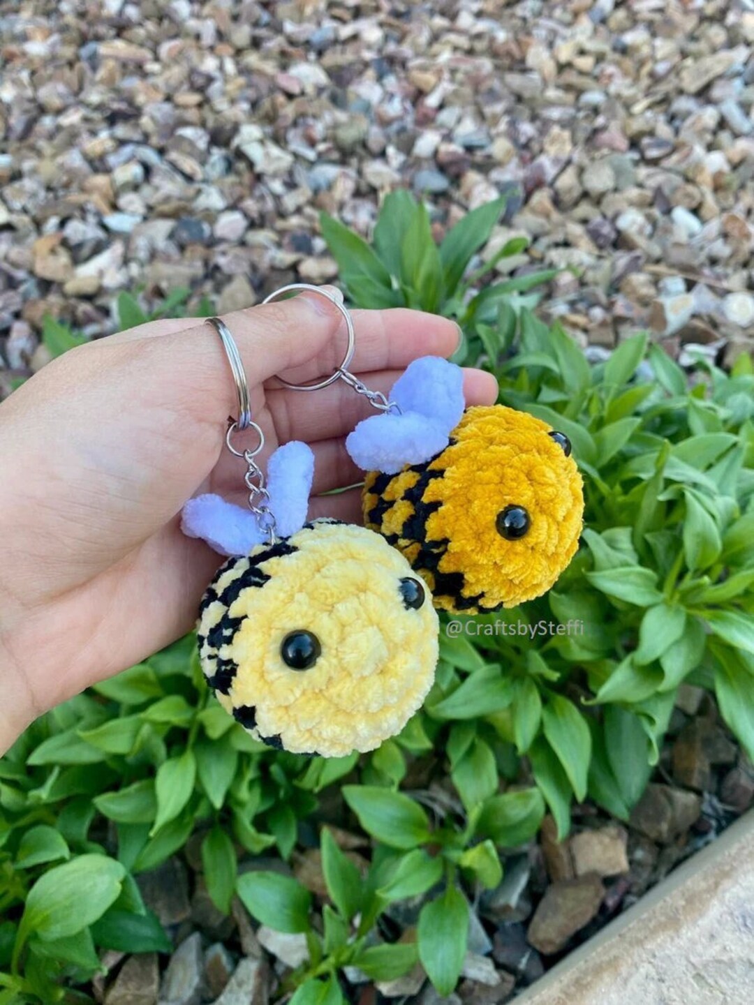 Mini Crochet Bumble Bee Ball Keychain | Soft Amigurumi Bumble Bee Ball ...