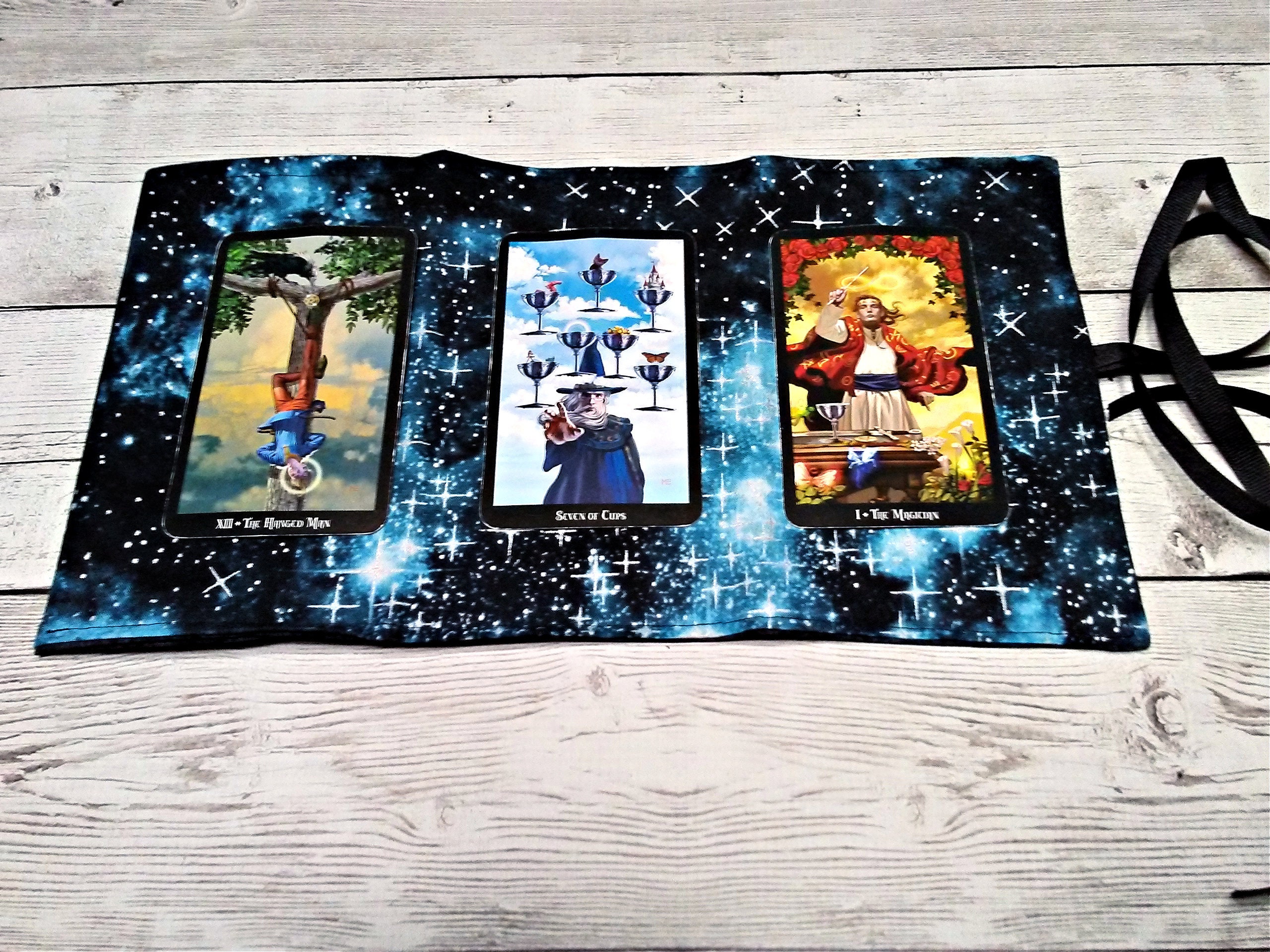 Wrap Around Tarot Oracle Card Pouch, Reading Cloth ~ Teal Galaxy (size ...