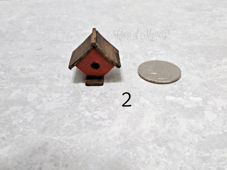 Miniature Birdhouse, Handmade Tiny Wood Bird Box, 1:12 Scale Dollhouse ...