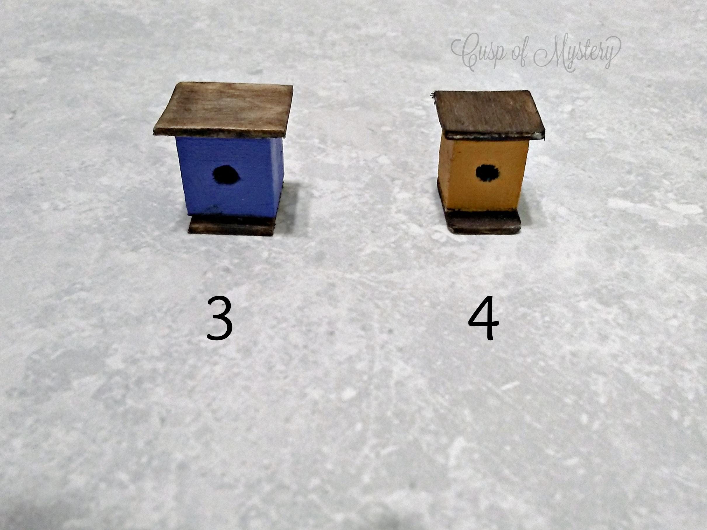 Miniature Birdhouse, Handmade Tiny Wood Bird Box, 1:12 Scale Dollhouse ...