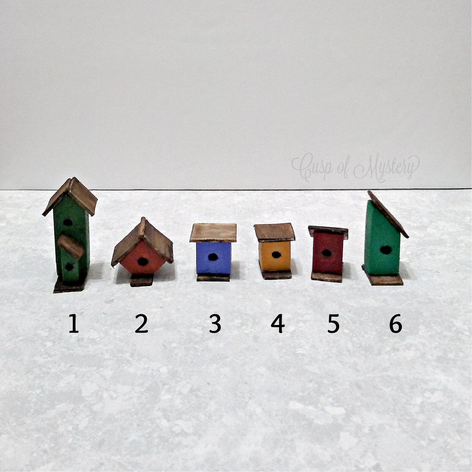 Miniature Birdhouse, Handmade Tiny Wood Bird Box, 1:12 Scale Dollhouse ...