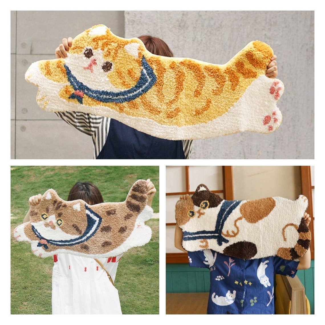 Cartoon Cute Cat Carpet / Tufting Rug / Small Carpet / Thick - Etsy