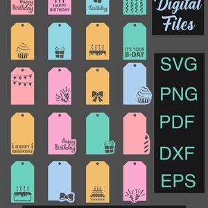 Birthday Gift Tags! Label SVG, Gift Tag Bundle, Laser Cut Files, Svgs ...