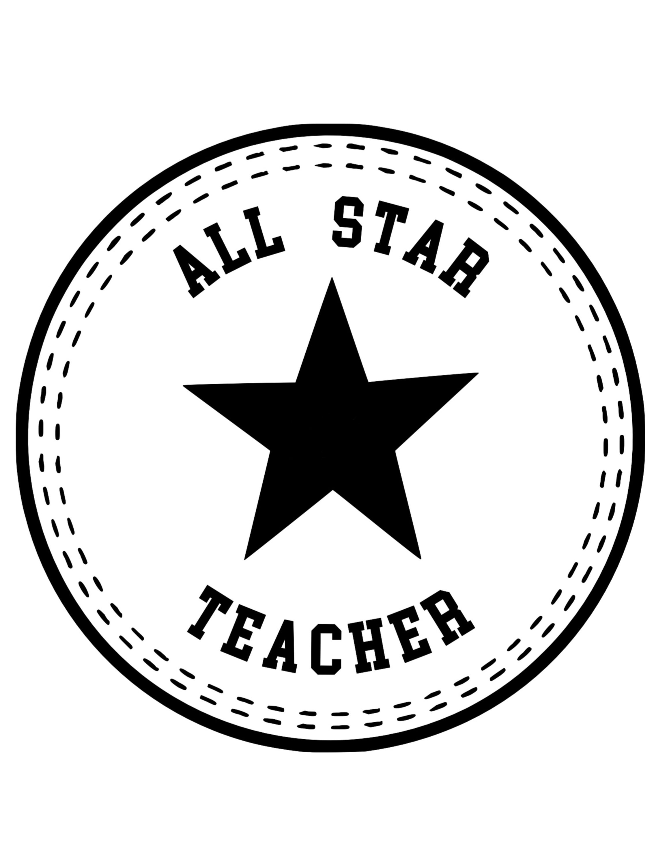 All Star Teacher, PNG and PDF for Tumblers, Apparel, Stickers, Etc ...