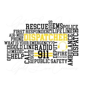 911 Dispatcher Collage, PNG, SVG, and PDF Digital Files for Tumblers ...