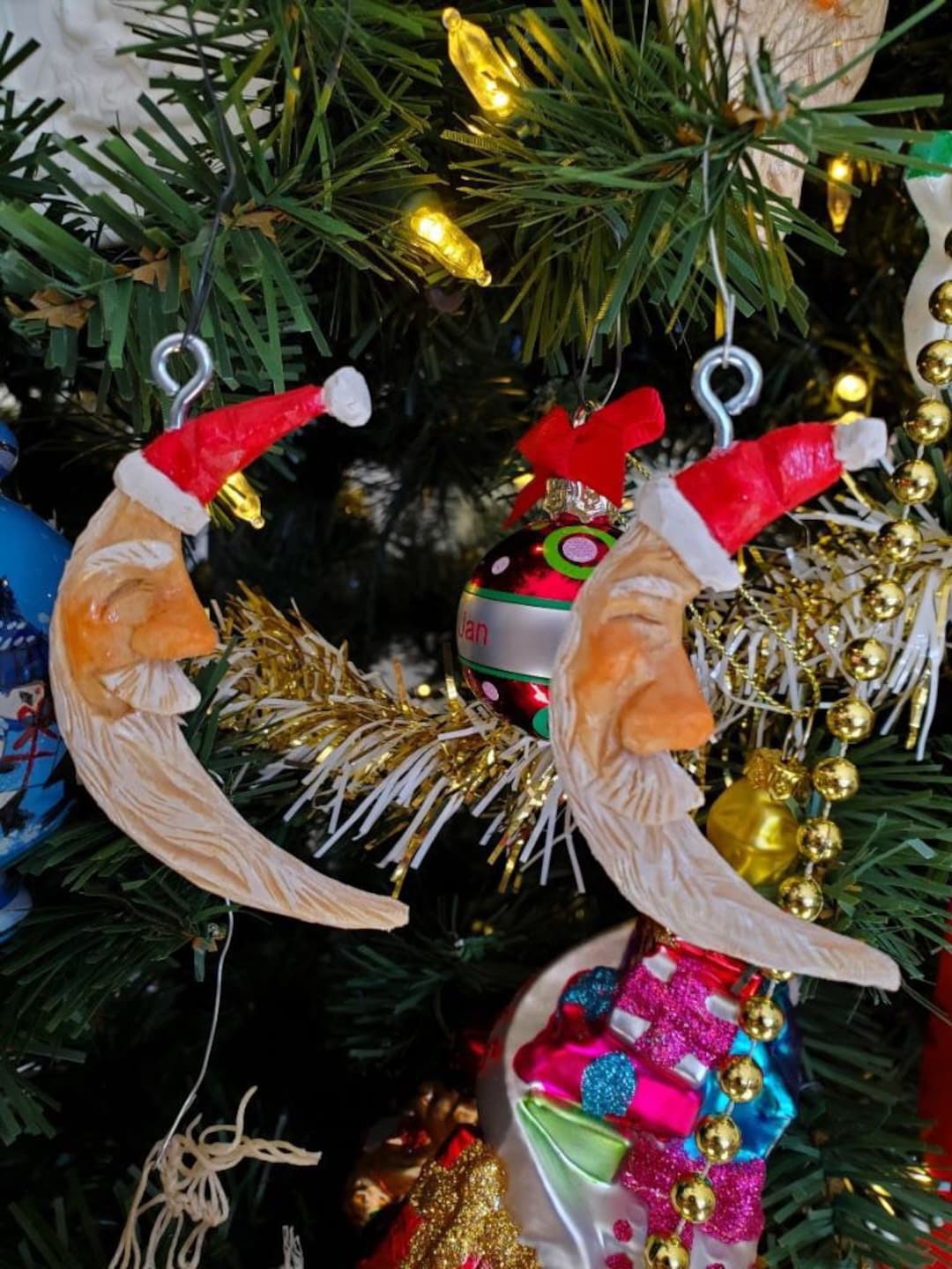 Crescent Moon Santa Ornament - Etsy