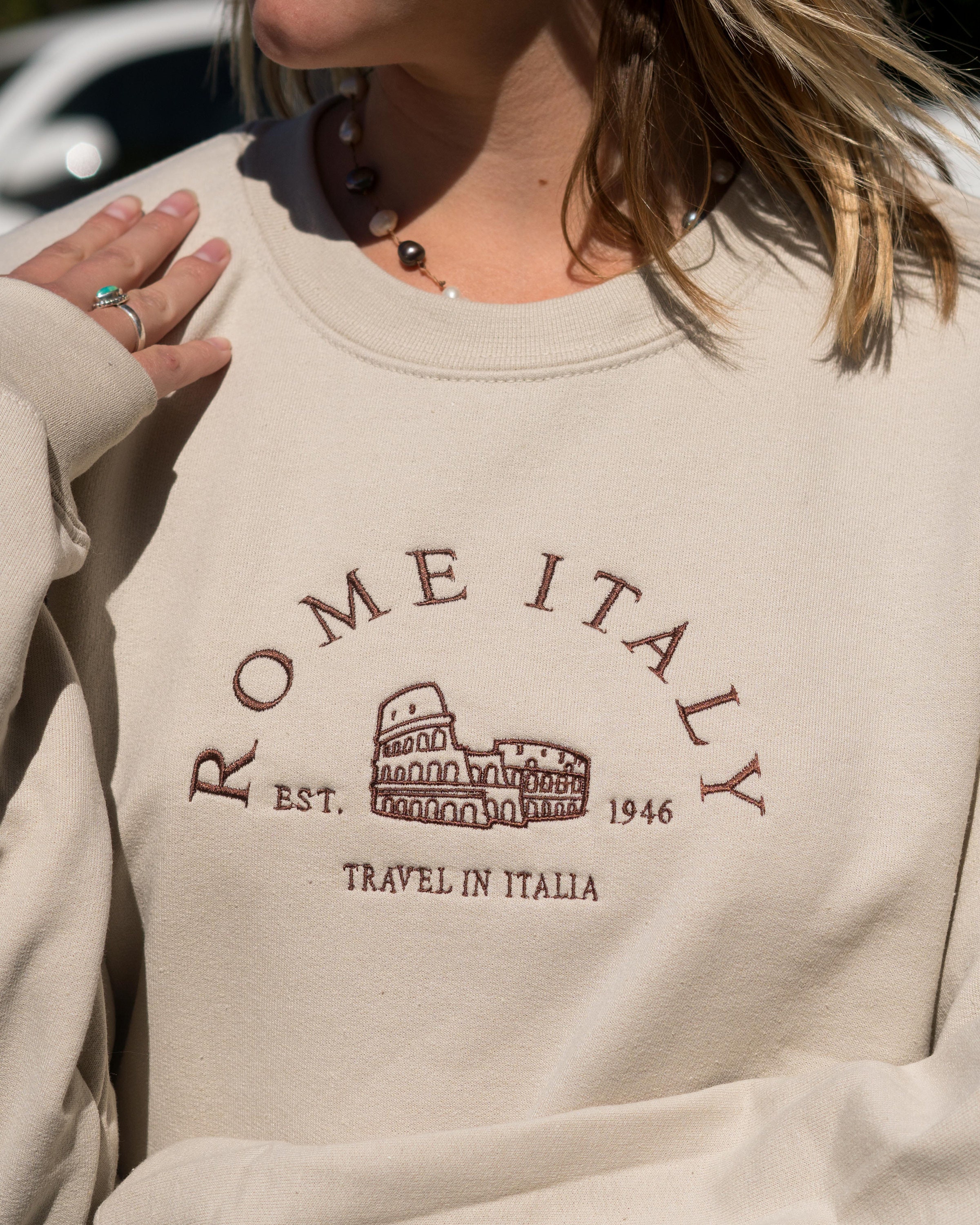 Rome Italy Embroidered Sweatshirt: Vintage Travel Crewneck - Etsy