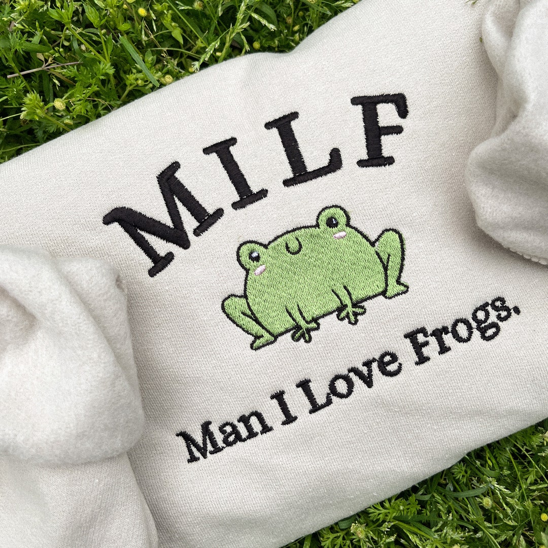 MILF Frog Embroidered Sweatshirt, Frog Lover Jumper, Funny MILF Sweater ...
