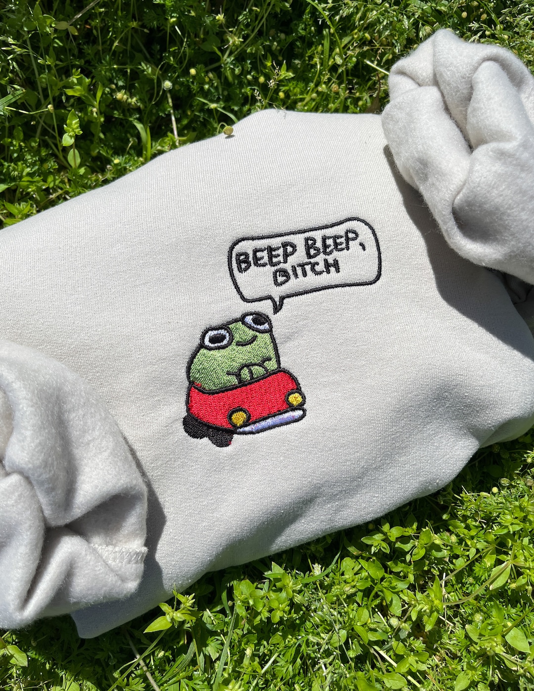 Frog Embroidered Crewneck Sweatshirt: Funny Cottagecore Gift - Etsy