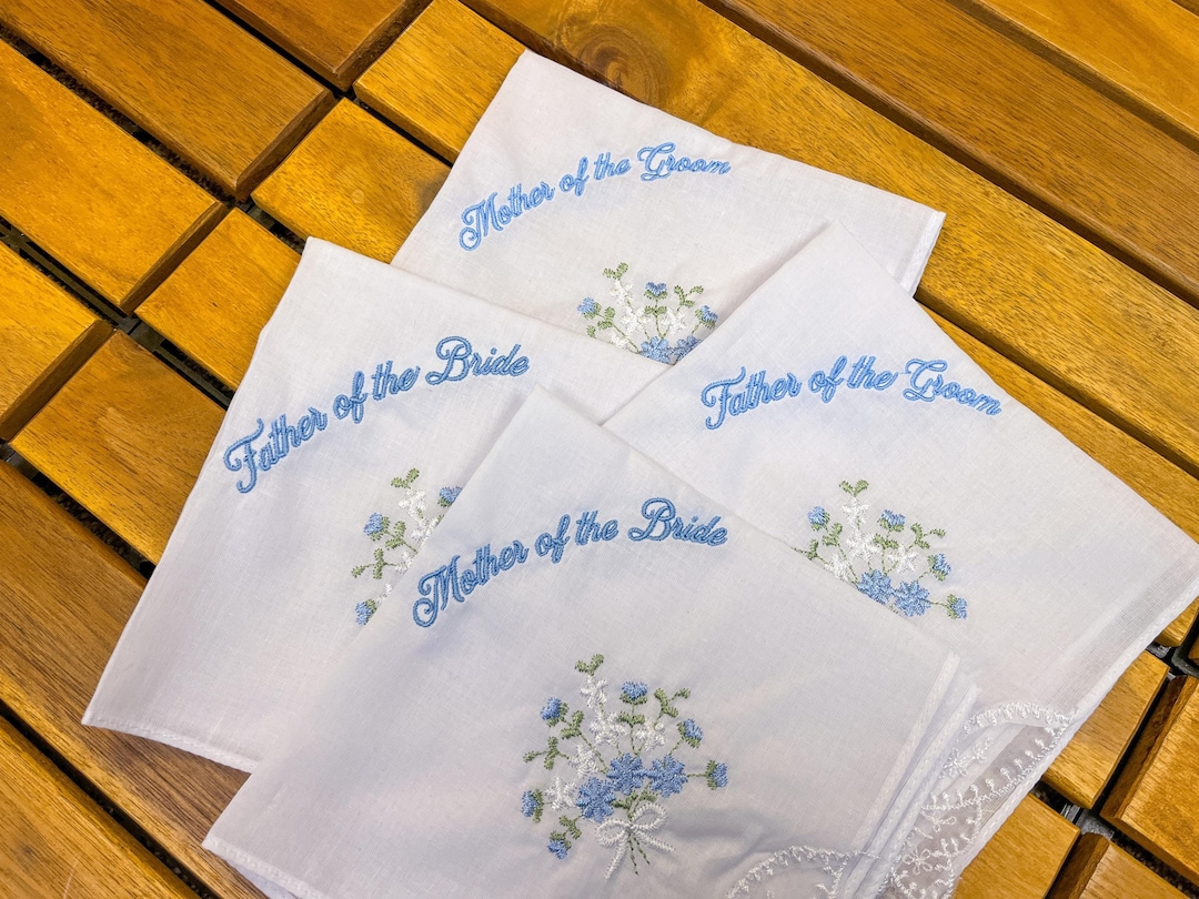 Custom Wedding Handkerchief: Embroidered Floral Bridal Hankie, Mother ...