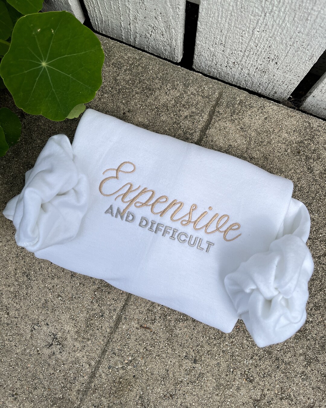 Embroidered Sweatshirt: "expensive and Difficult" Funny Slogan - Etsy