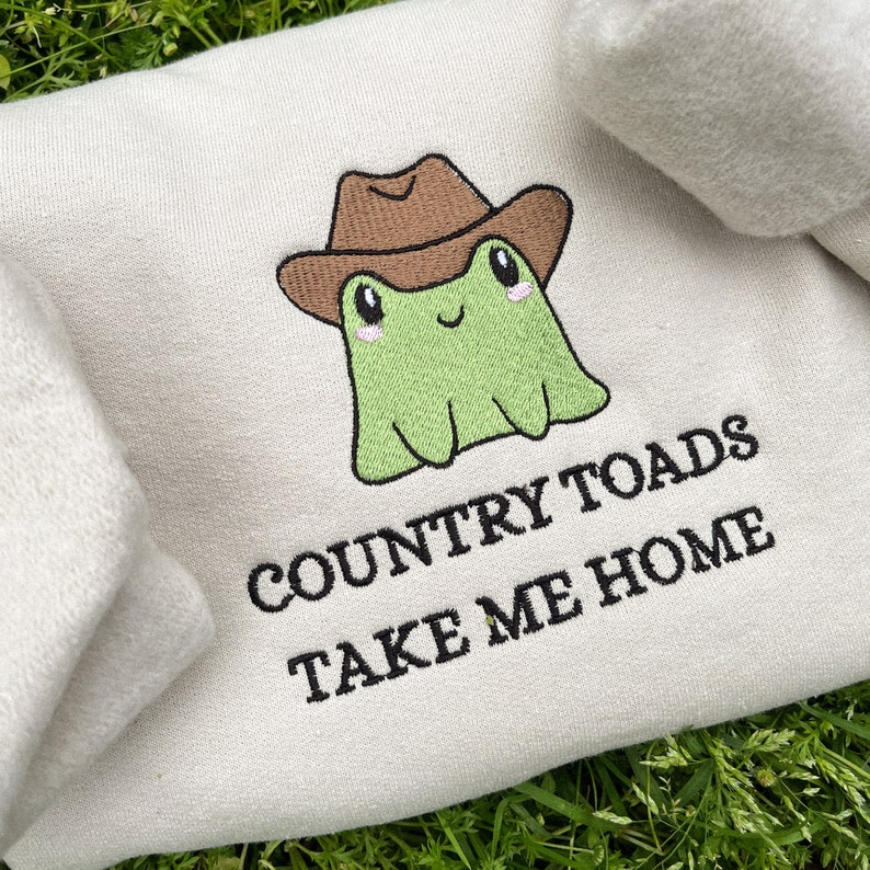 Cowboy Frog Embroidered Sweatshirt: Funny Western Unisex Sweater - Etsy