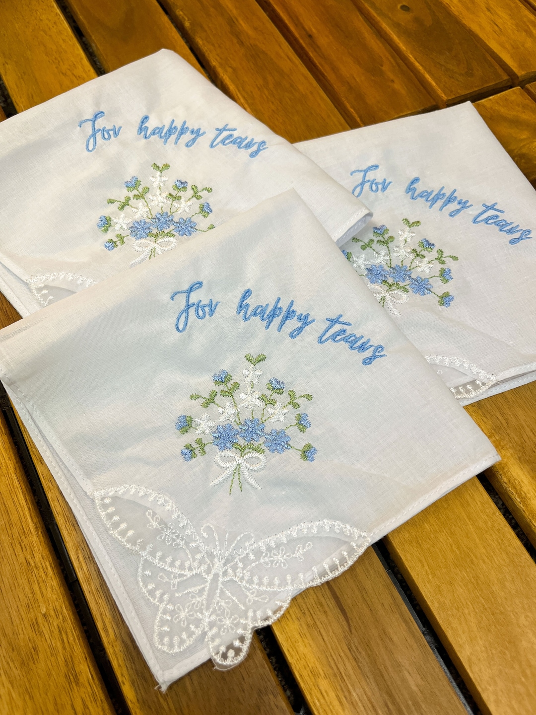 Custom Wedding Flower Handkerchief 'for Happy Tears' - Personalized ...
