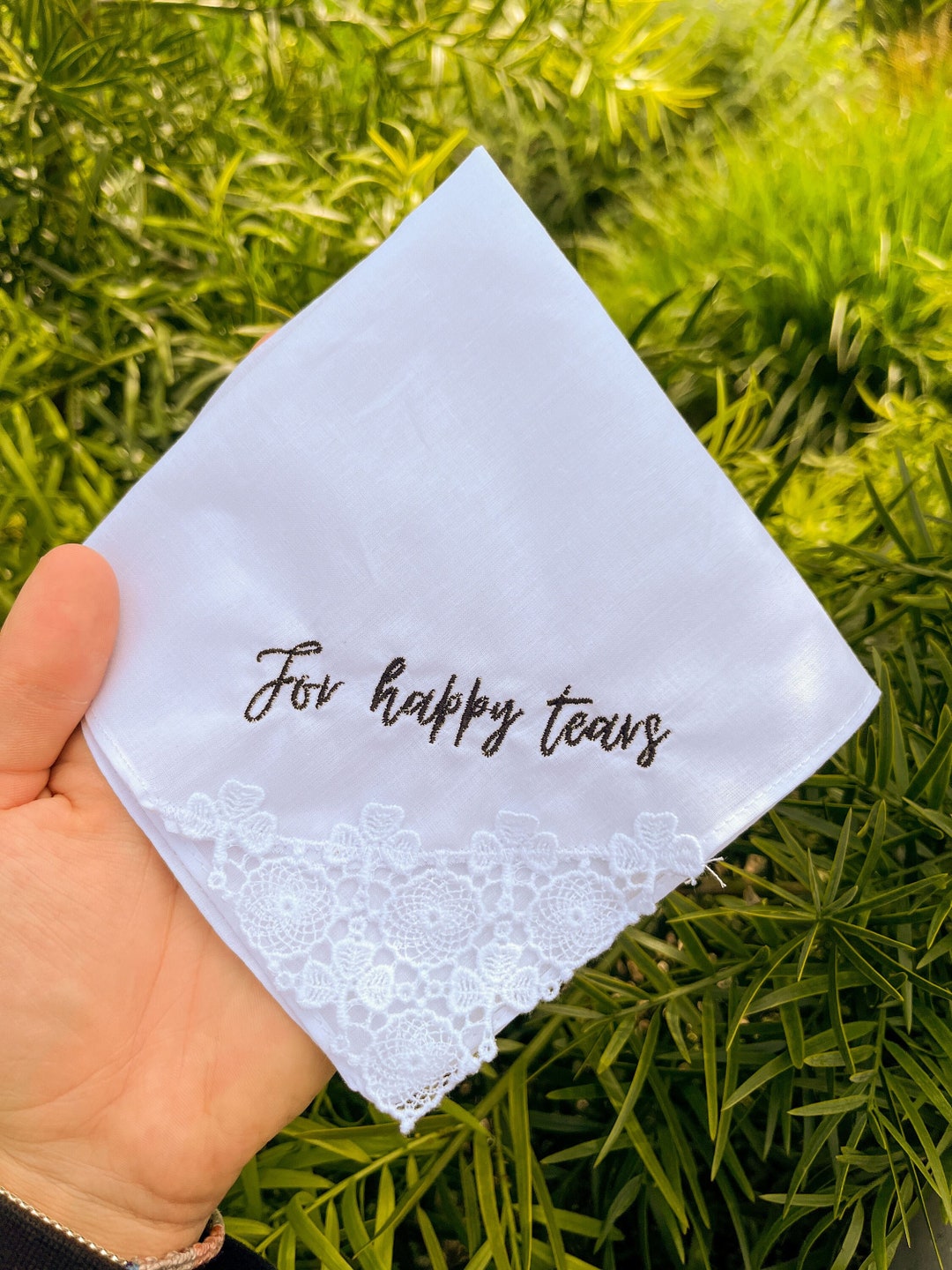 Custom Wedding Handkerchief 'for Happy Tears' - Personalized Bridal ...