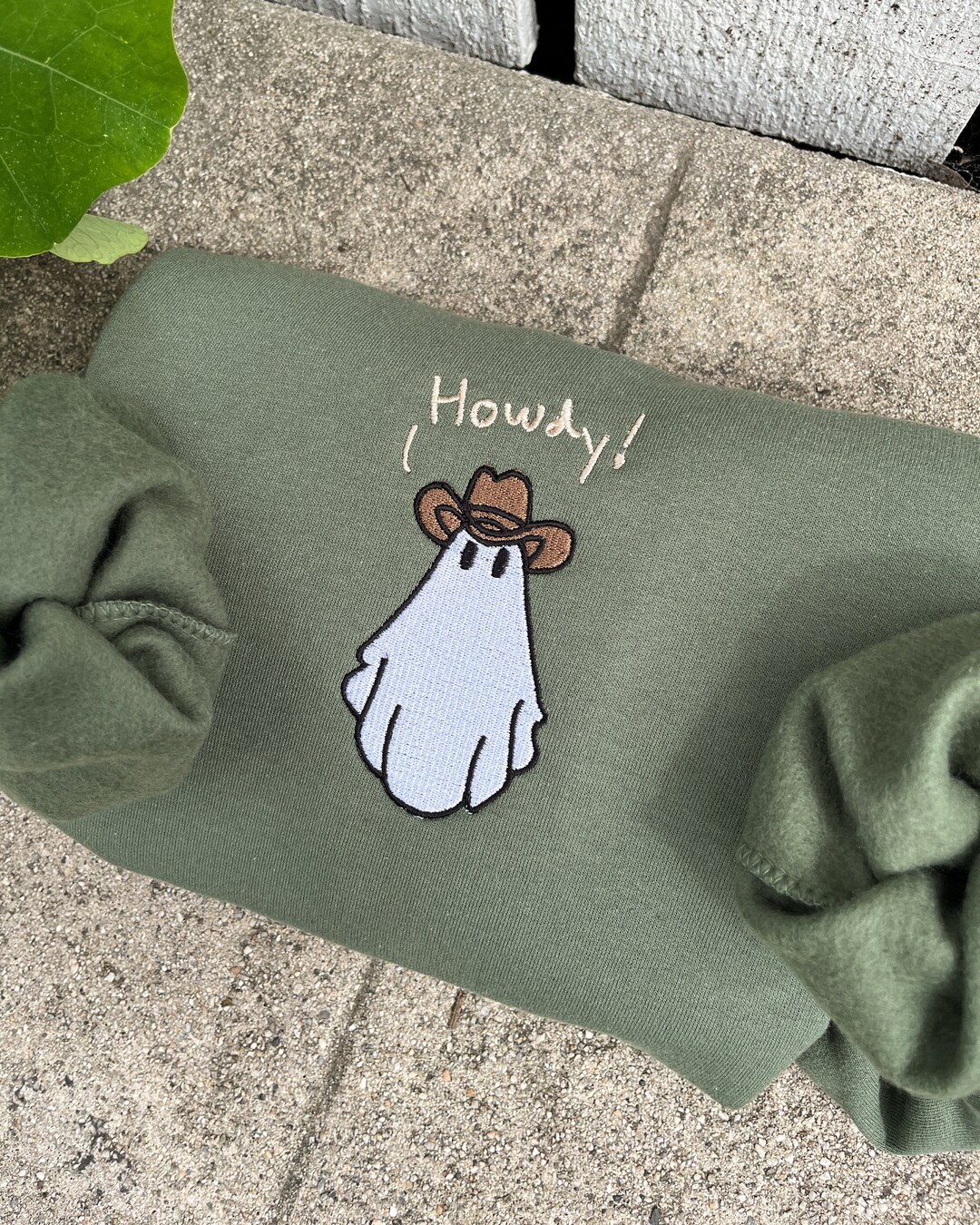 Embroidered Halloween Western Ghost Sweatshirt, Spooky Howdy Sweatshirt ...