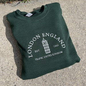 CUSTOM London England Embroidered Crewneck/ Vintage Embroidered Logo ...