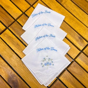 Custom Wedding Flower Handkerchief 'mother of the Bride' - Personalized ...