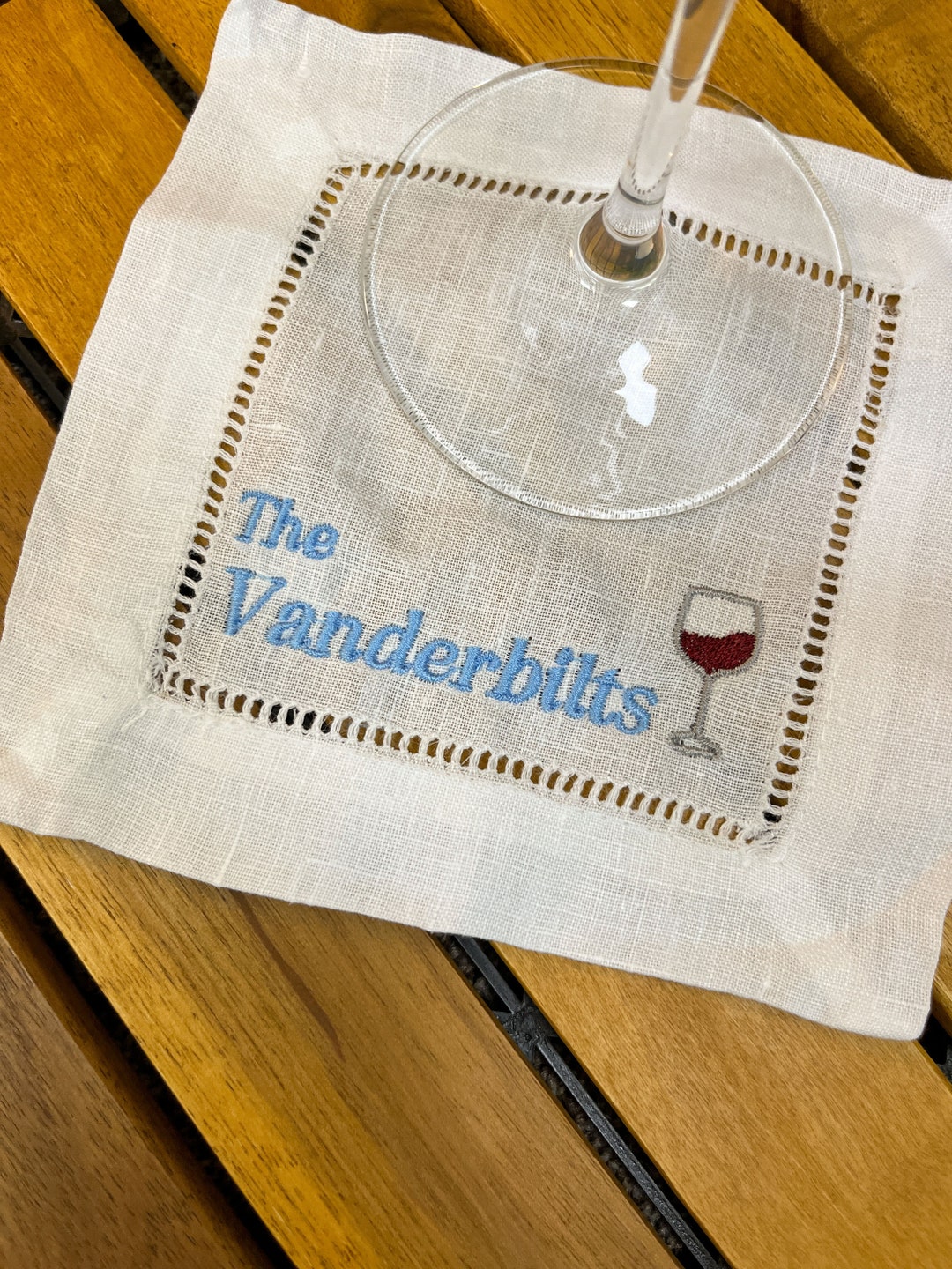 Personalized Linen Cocktail Napkins Set - Custom Embroidered Name ...