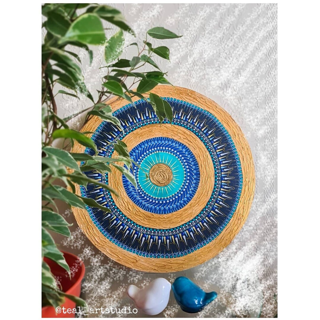 Sun Textured Mandala Canvas Art/ Sun Textured Round Canvas - Etsy