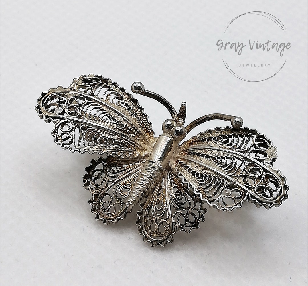 Butterfly Brooch, Filigree Brooch, Rare Filigree Vintage Brooch ...