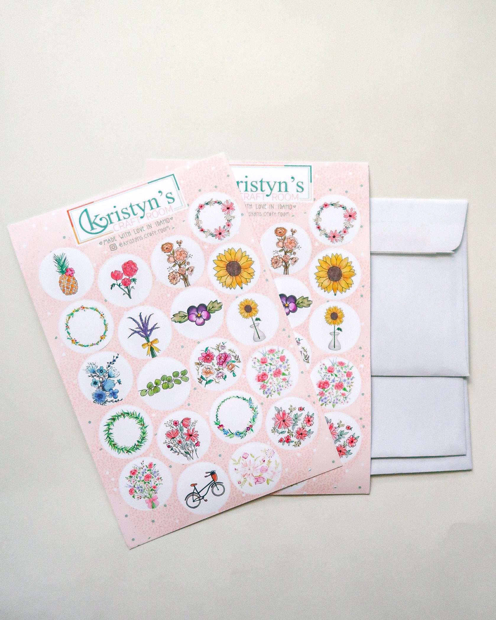 Floral envelope seals small round circle Sticker labels - Etsy.de