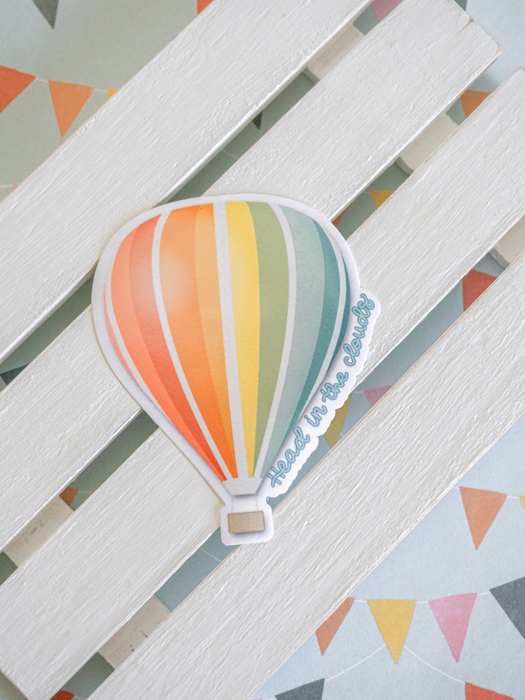 Rainbow Hot Air Balloon | Sticker or Magnet | Waterproof Vinyl ...