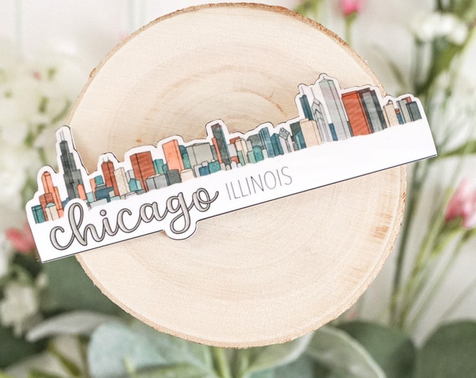 Chicago Skyline Sticker or Magnet Chi Town Illinois Souvenir Waterproof ...