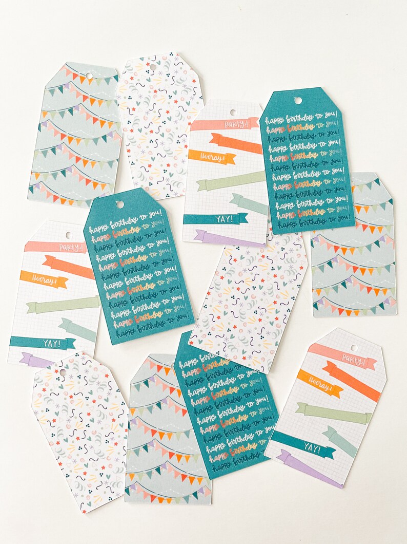 Birthday Gift Tags | Cute 12 Pack of Colorful Gifting | Package Labels ...