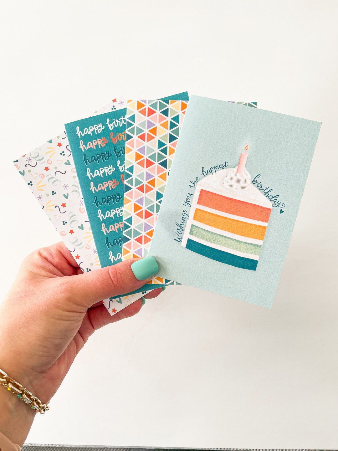 Happy Birthday Cards | Blank Inside | Pack of 4 With Envelopes ...