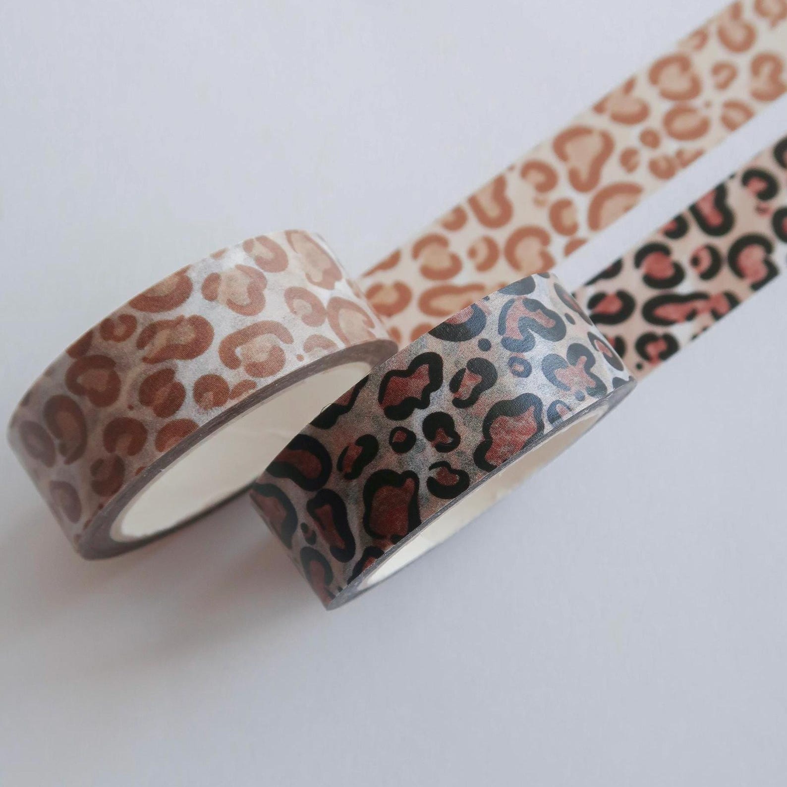 Animal Print Washi Tape Set | Brown + Black Cheetah Leopard Decorative ...