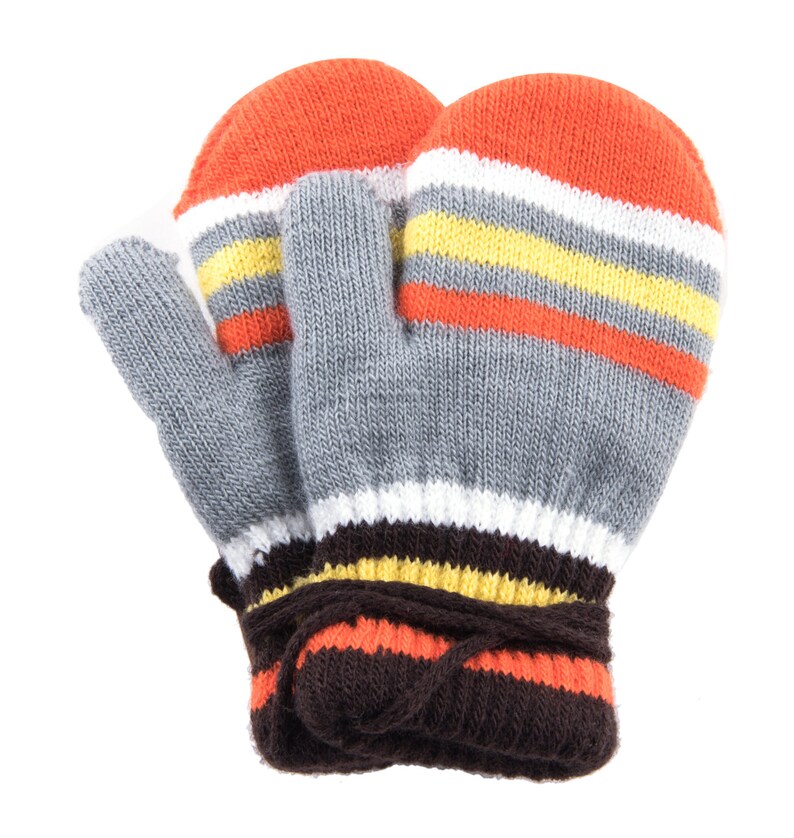 Kids Multi-color Designed Mittens With Strings Warm Knit | Etsy