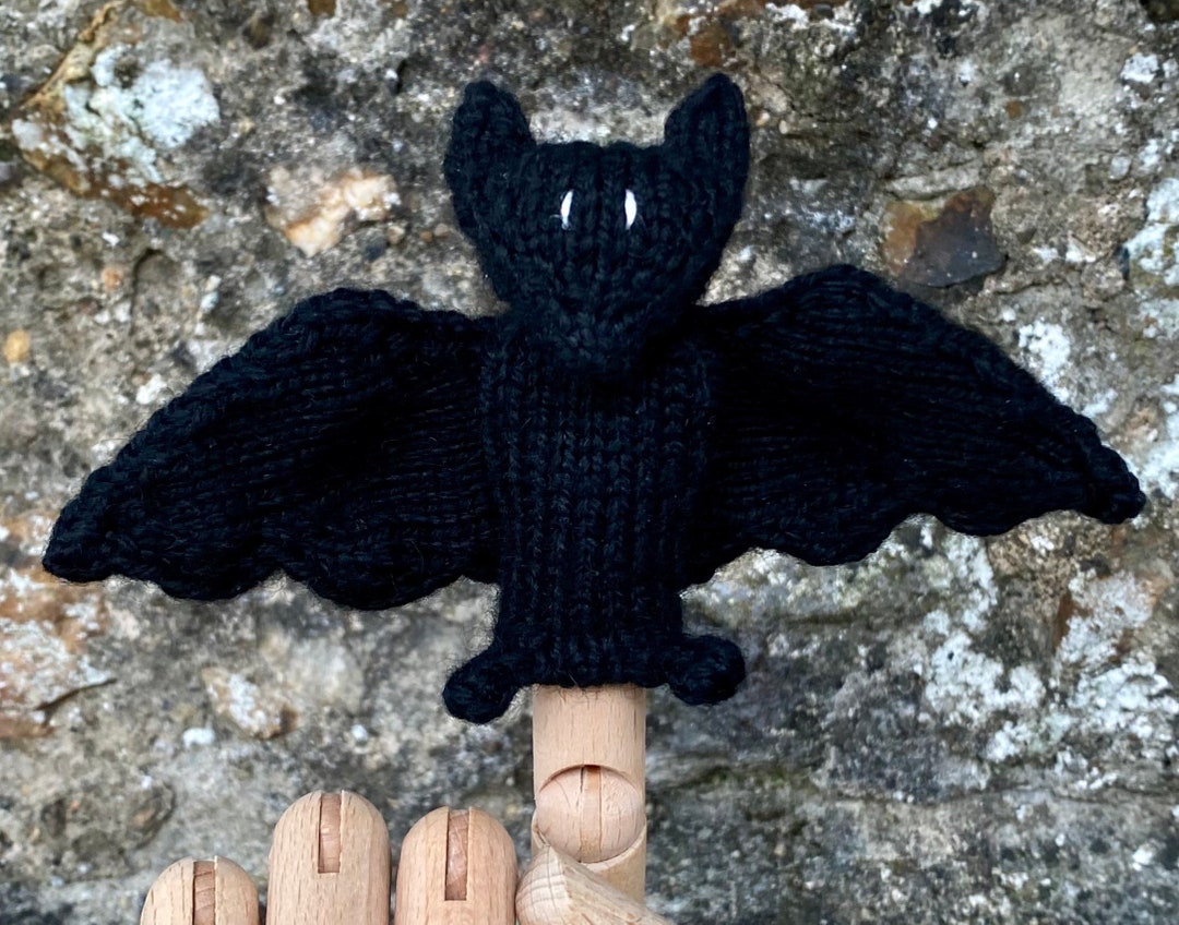 Knitted Finger Puppet, Knitting Pattern, Knitted Bat, Bat Finger Puppet ...