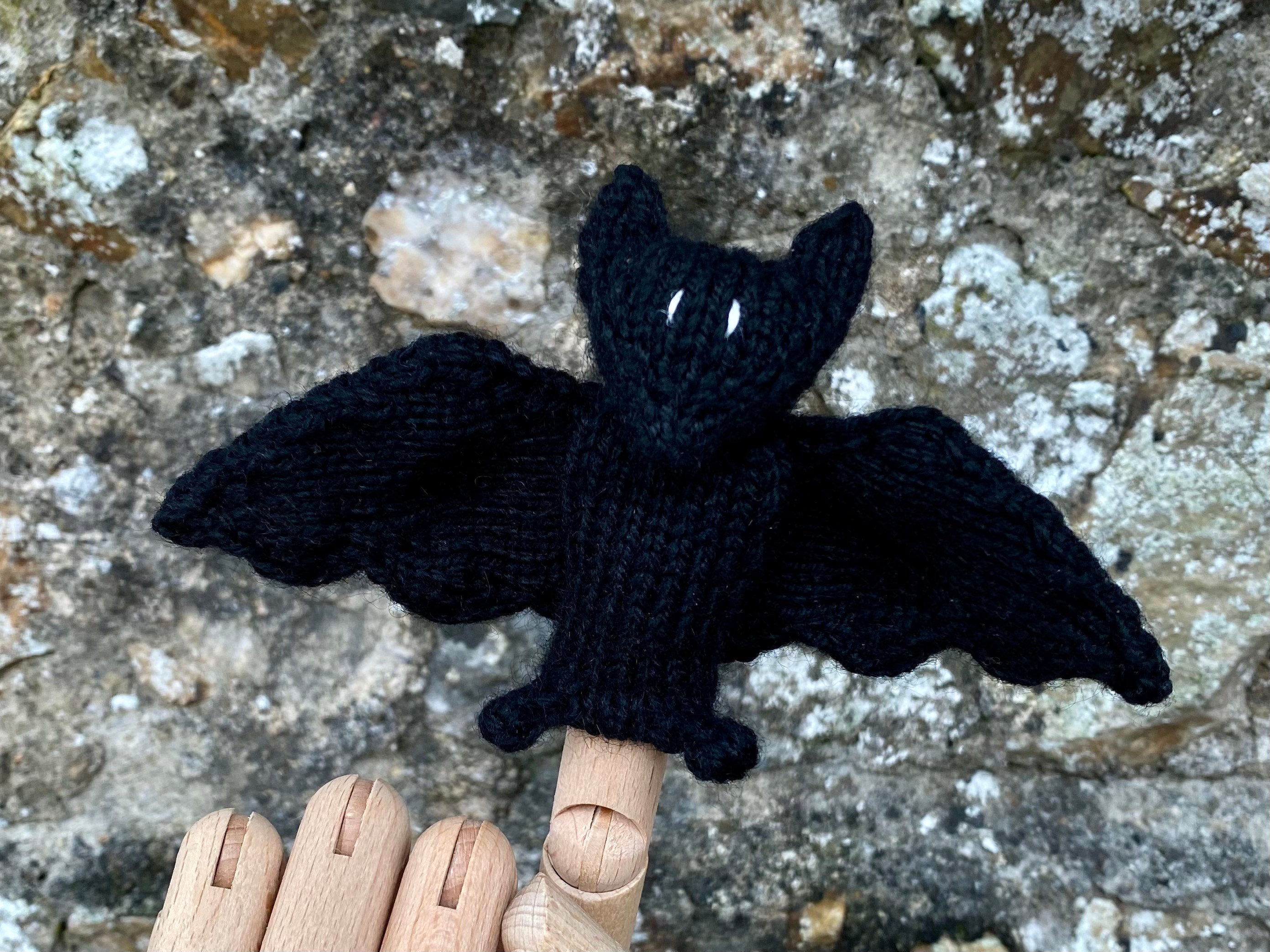 Knitted Finger Puppet, Knitting Pattern, Knitted Bat, Bat Finger Puppet ...