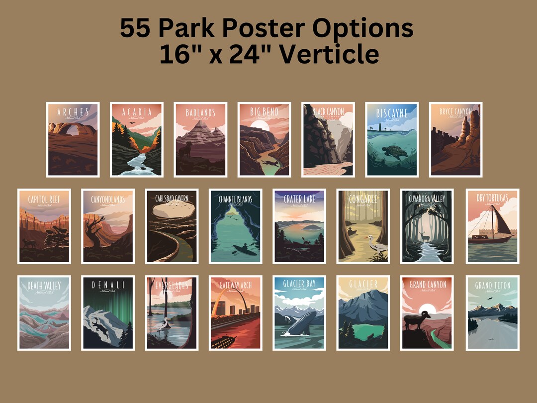 Vintage Retro National Park Posters DIGITAL Print Download 55 Parks ...