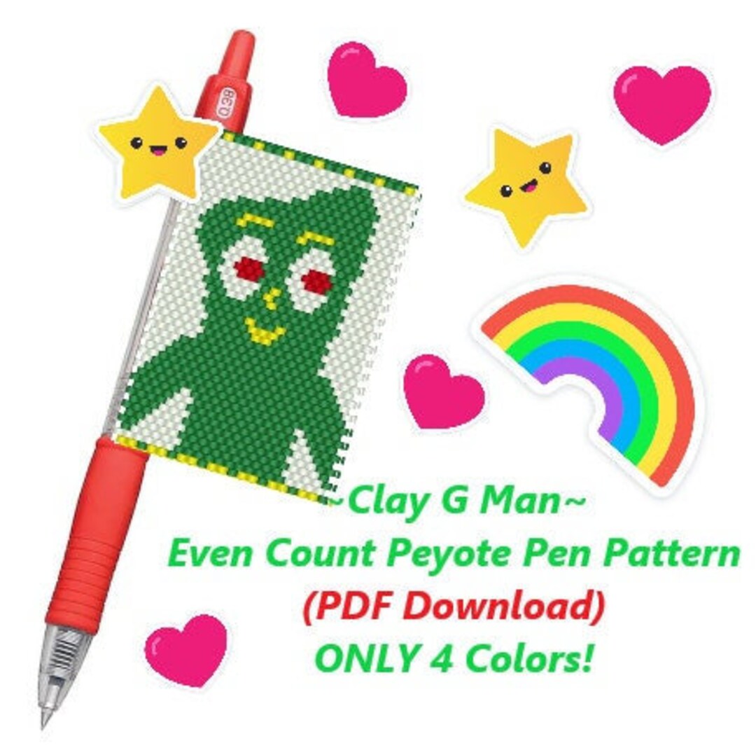 Clay G Man, Playdough Guy, Green Clamation Buddy, G2 Pen Pattern (PDF ...