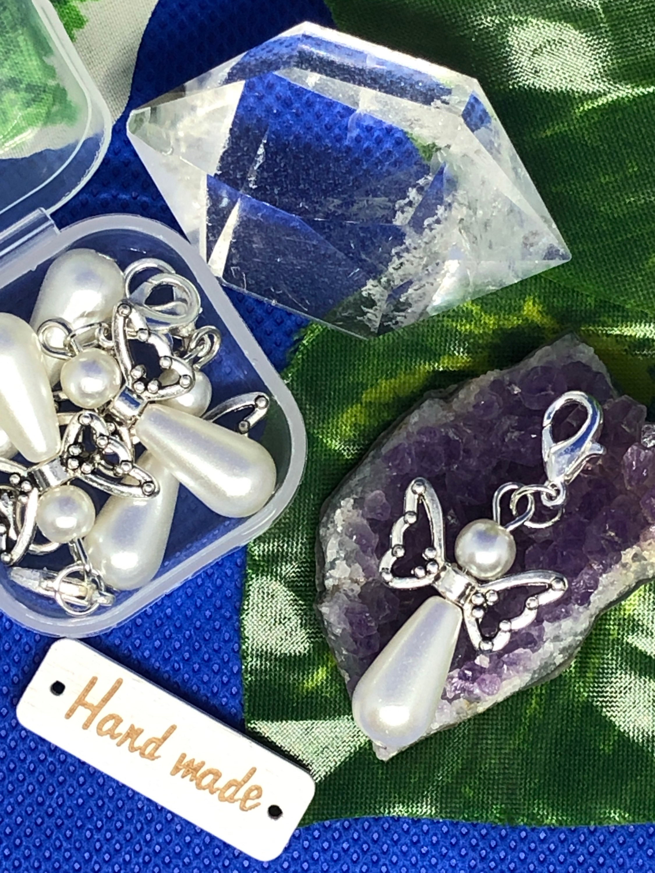 Stitch Markers 5 Super Cute Plastic Pearl and Silver COLORED Angels ...