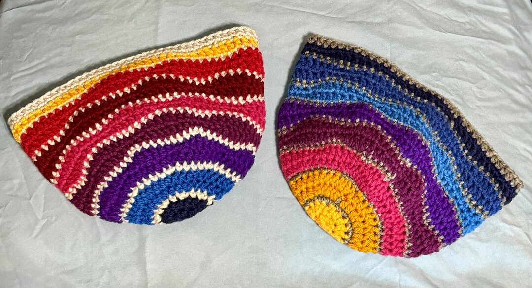 Brain Wave Beanies! Hand Crocheted Adult Size Multi Colored Hats! - Etsy