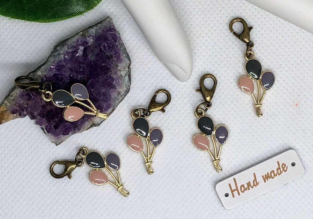 Balloon Stitch Markers: Enamel Metal Crochet Knit Place Keepers - Set ...
