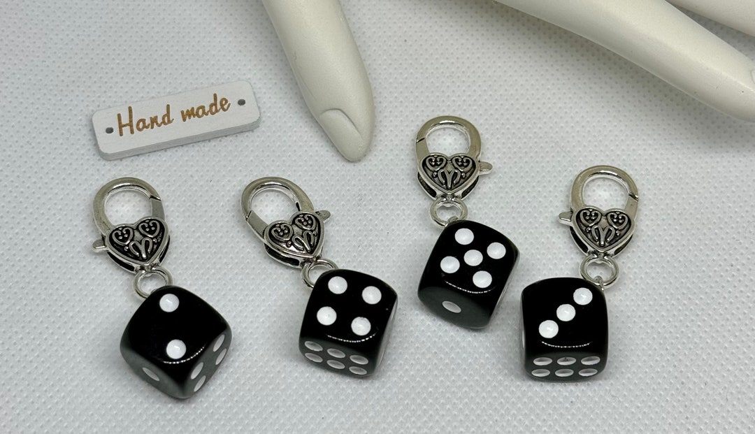 Dice Crochet and Knit Stitch Markers! Set of 4! Super Cool Black Dice ...
